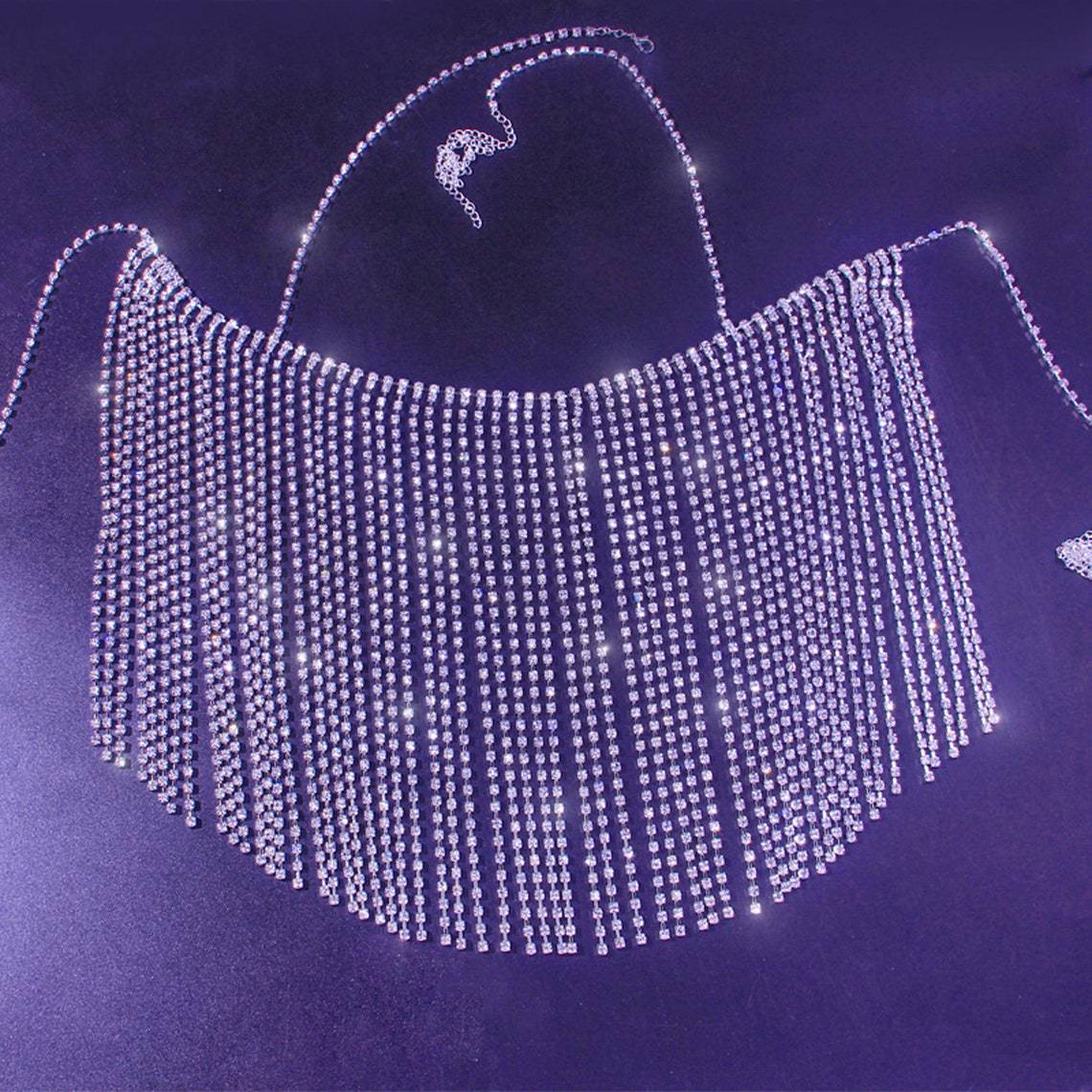 Lingerie Set, Zinc Alloy Rhinestone Bra, Body Chain for Women, Body De ...